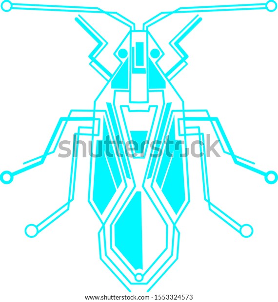 Bugs On Simple Glowing Lineart Stock Vector (Royalty Free) 1553324573 ...