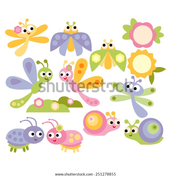 Bugs Pastel Colors Stock Vector (Royalty Free) 251278855