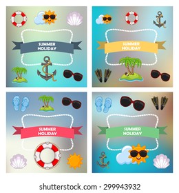 Build Summer Theme Background Sticker Stock Vector (Royalty Free ...