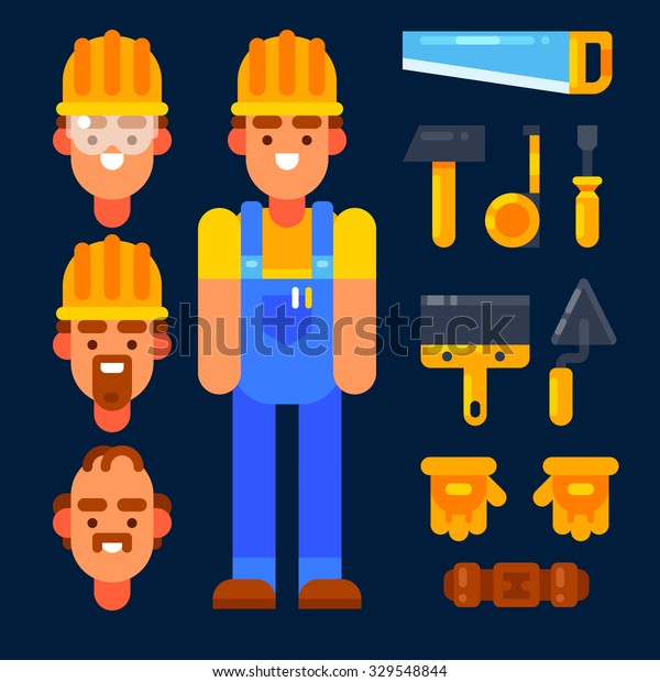 Builder Male Items Building Repair Vector Stock Vector (Royalty Free ...