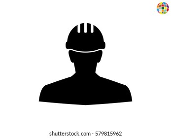 Builder Man Helmet Icon Vector Illustration: vector de stock (libre de ...