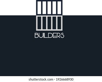 Builders Logo White Black Dark Blue Stock Vector (Royalty Free ...