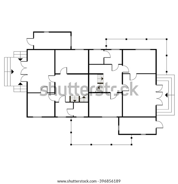 Building Architectural Plan House Blueprint Vector Stock Vector ...