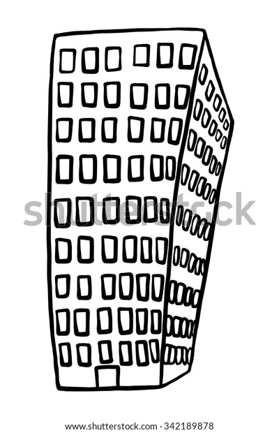 Building Cartoon Vector Illustration Black White Stock Vector (Royalty ...