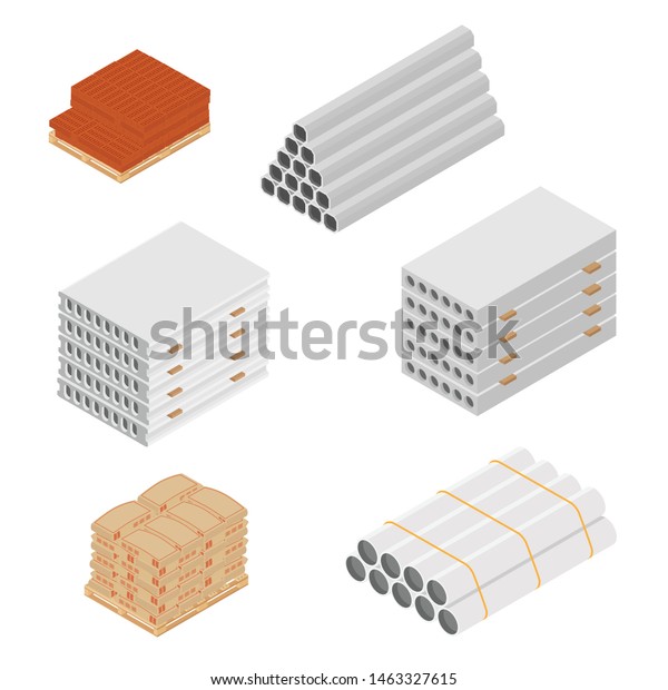 Building Construction Materials Vector Icon Set Stock Vector (Royalty ...
