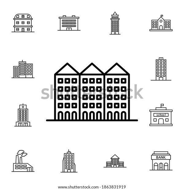 Building Flat Vector Icon Buildings Pack Stock Vector (Royalty Free ...