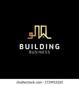 Building Gold Line Logo Icon Template Stock Vector (Royalty Free ...