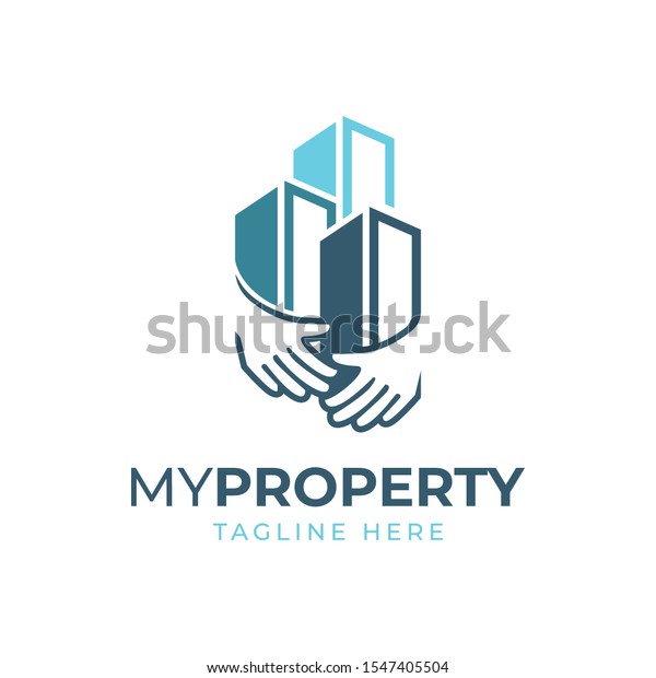 Building Hand Logo Design Conceptproperty Icon Stock Vector (Royalty ...