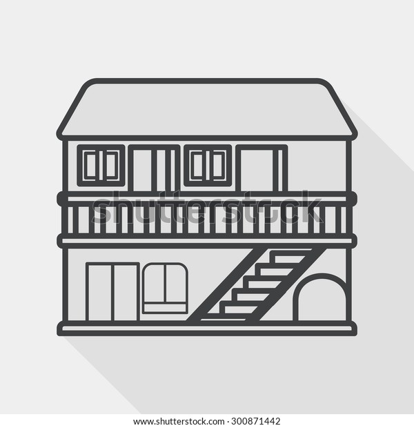 Building House Flat Icon Long Shadow Stock Vector (Royalty Free ...