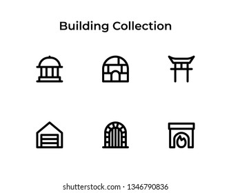 Building Icon Collection Stock Vector (Royalty Free) 1346790836 ...
