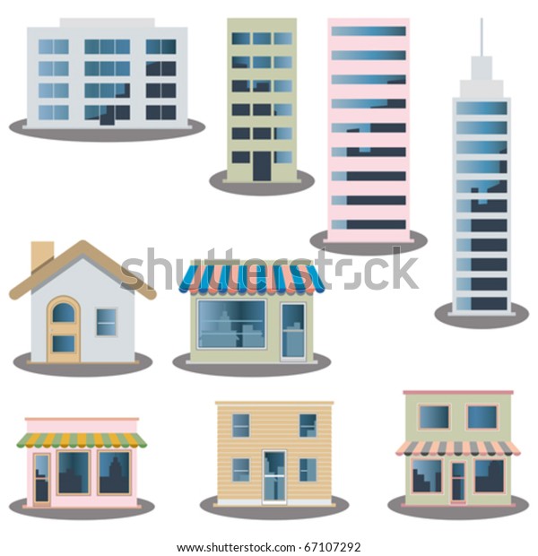 Building Icons Set Architectures Image Stock Vector (Royalty Free ...