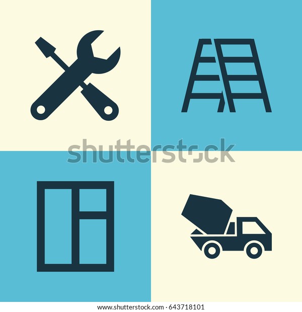 Building Icons Set Collection Service Stair Stock Vector (Royalty Free ...