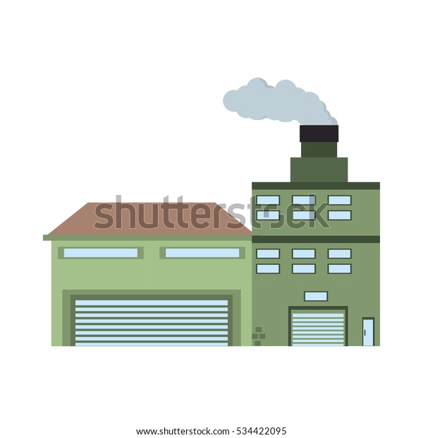 Building Industry Factory Front View Chimney: เวกเตอร์สต็อก (ปลอดค่า ...