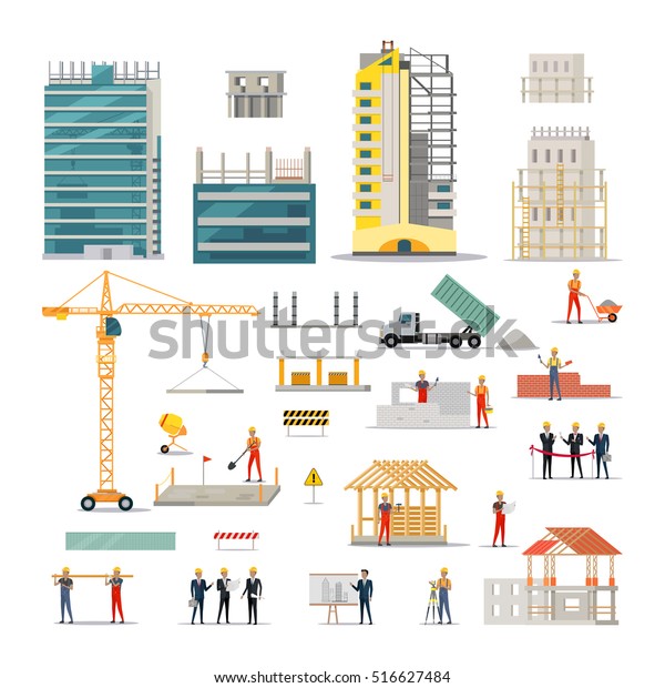 Building. Kinds of various works on construction. Construction house ...