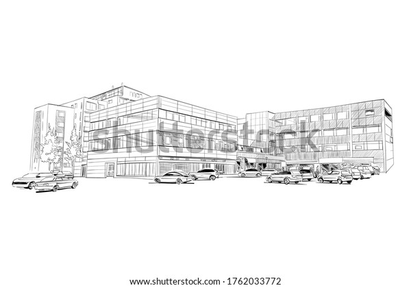 Building Layout Hand Drawn Sketch Design Stock Vector (Royalty Free ...