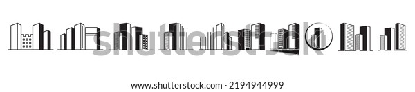 Building Line Art Icon Set Design Stock Vector (Royalty Free ...