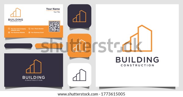 Building Logo Design Line Art Style Stock Vector (Royalty Free ...