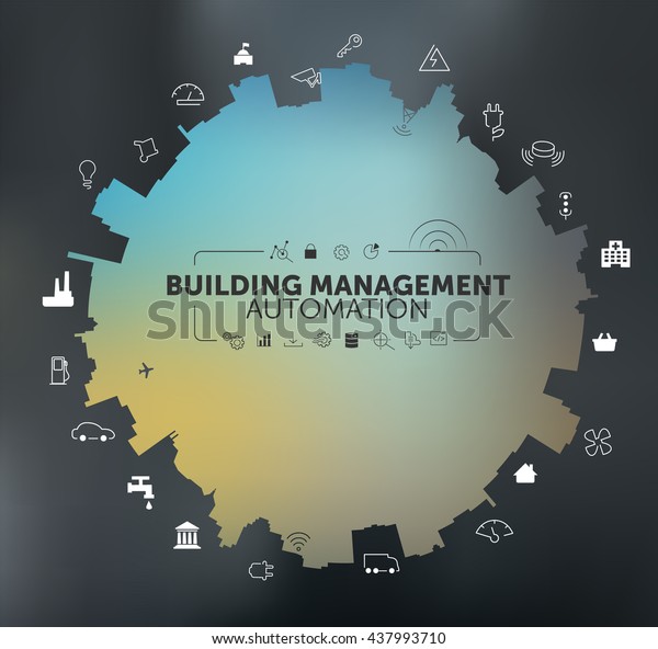 Building Management Automation Concept On Grey Stock Vector (Royalty ...