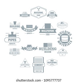 Building Materials Logo Icons Set Simple Stock Vector (Royalty Free ...
