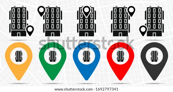Building Outline Icon Location Set Simple Stock Vector (Royalty Free ...