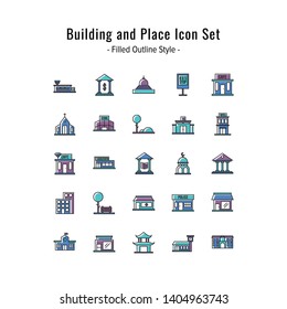 Building Place Icon Set Building Place Stock Vector (Royalty Free ...