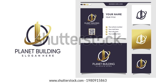 Building Planet Logo Line Style Business Stock Vector (Royalty Free ...