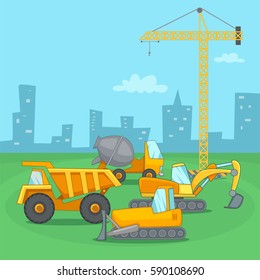 Building Process Concept Vehicle Cartoon Illustration Stock Vector ...