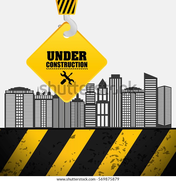 Building Process Hang Crane Sign Under Stock Vector (Royalty Free ...