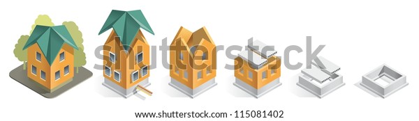 Building Progress Illustration Careful Phased Construction Stock Vector ...