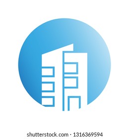 Building Tower Icon Blue Circle Shape: vector de stock (libre de ...