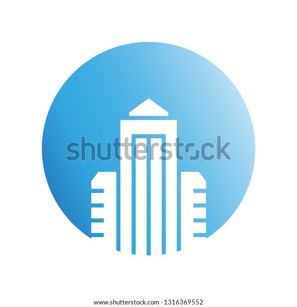 Building Tower Icon Blue Circle Shape Stock Vector (Royalty Free ...