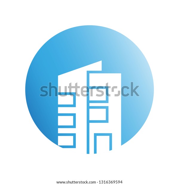Building Tower Icon Blue Circle Shape: vector de stock (libre de ...