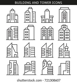 Building Tower Icons Stock Vector (Royalty Free) 721308607 | Shutterstock