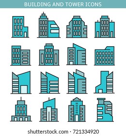 Building Tower Icons Stock Vector (Royalty Free) 721334920 | Shutterstock