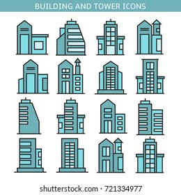 Vector Set Building Icons Stock Vector (Royalty Free) 722161639 ...