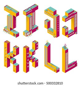 Building Types Isometric Alphabet Stock Vector (Royalty Free) 500332810 ...