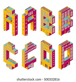 Building Types Isometric Alphabet Stock Vector (Royalty Free) 500332816 ...
