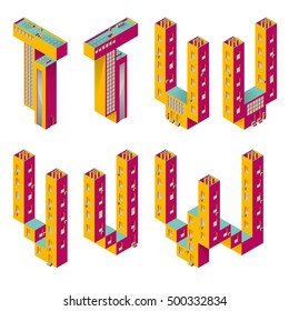 Building Types Isometric Alphabet Stock Vector (Royalty Free) 500332834 ...