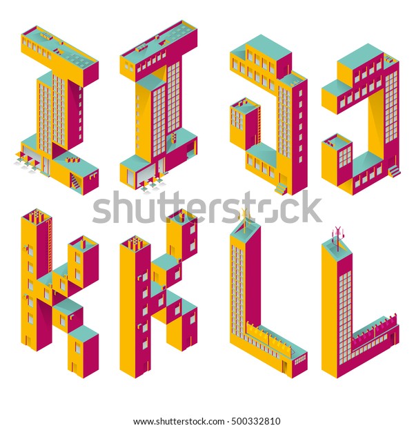 Building Types Isometric Alphabet Stock Vector (Royalty Free) 500332810 ...