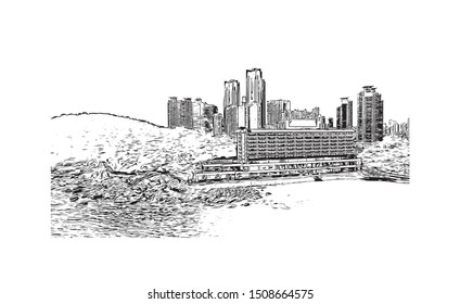 Building View Landmark Busan Large Port Stock Vector (Royalty Free ...
