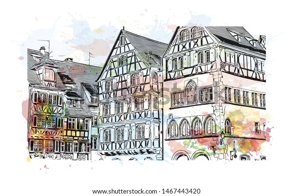 Building View Landmark Colmar Alsace Town Stock Vector (Royalty Free ...