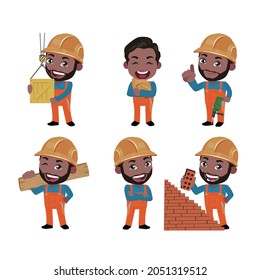 Building Worker Different Poses Stock Vector (Royalty Free) 2051319512 ...