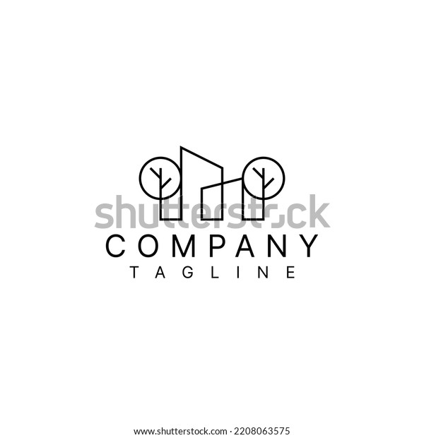 Buildings Between Trees Logo Real Estate Stock Vector (Royalty Free ...