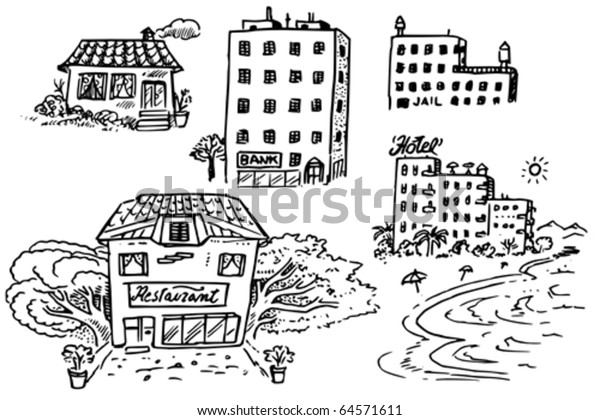 Buildings Doodles Stock Vector (Royalty Free) 64571611