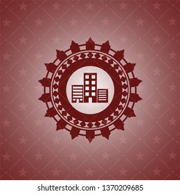 Buildings Icon Inside Badge Red Background Stock Vector (Royalty Free ...
