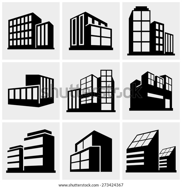 Buildings Icons Set On Gray Stock Vector (Royalty Free) 273424367