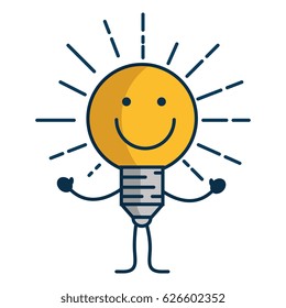 Cartoon Light Bulb Smiling Character Light Stock Vector (Royalty Free ...