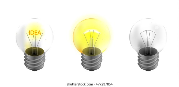 Bulbs Set Idea Light Bulb Isometrics Stock Vector (Royalty Free ...