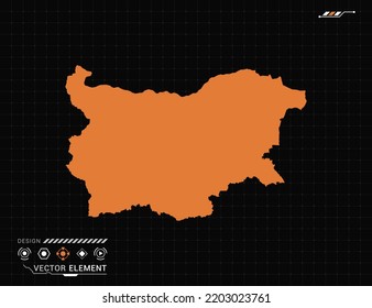 Bulgaria Map Orange Digital Frame Hud Stock Vector (Royalty Free) 2203023761 | Shutterstock