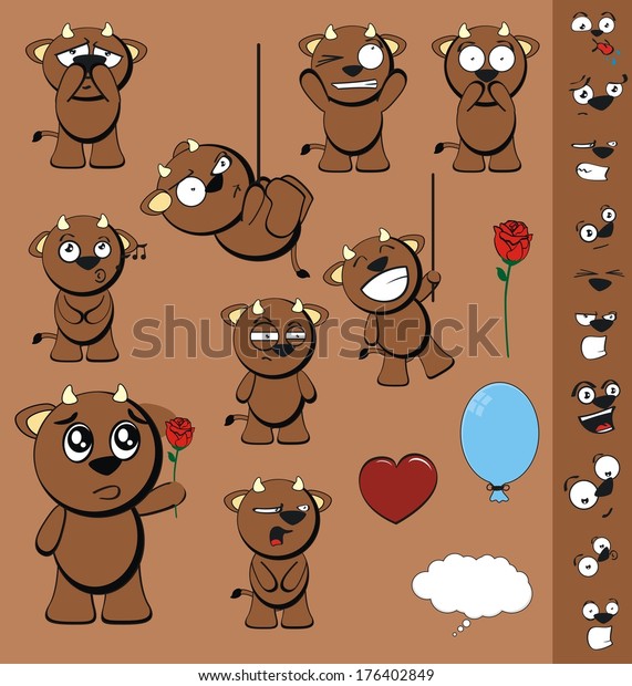 Bull Cartoon Funny Vector Set Vector Stock Vector (Royalty Free ...